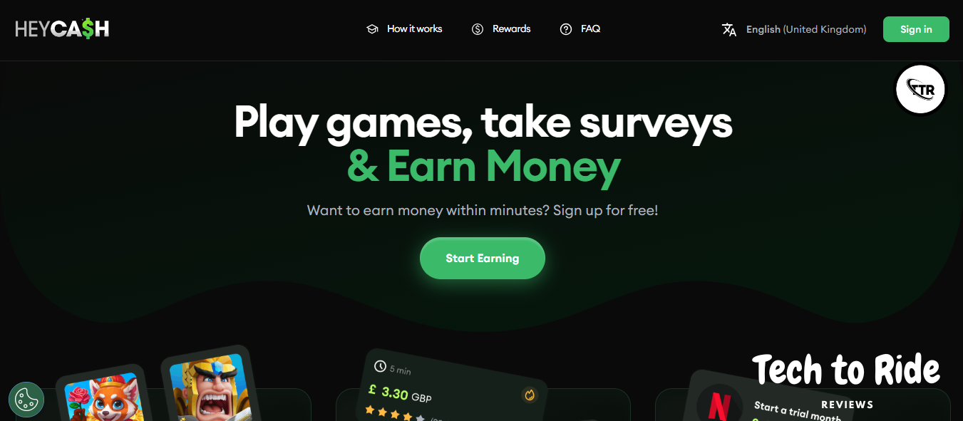 HeyCash Reviews: Earn $50/Day on Games and Surveys (UK) - Tech To Ride